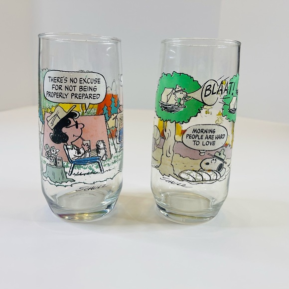 Dining | 2 Camp Snoopy Drinking Glasses With Charlie Brown Linus Lucy ...
